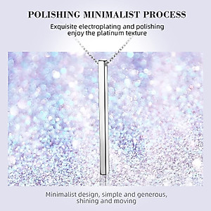 Vertical Bar Pendant Necklace, 925 Sterling Silver Plain 3D Bar Necklace Simple Y Necklace, Jewelry Gift For Women