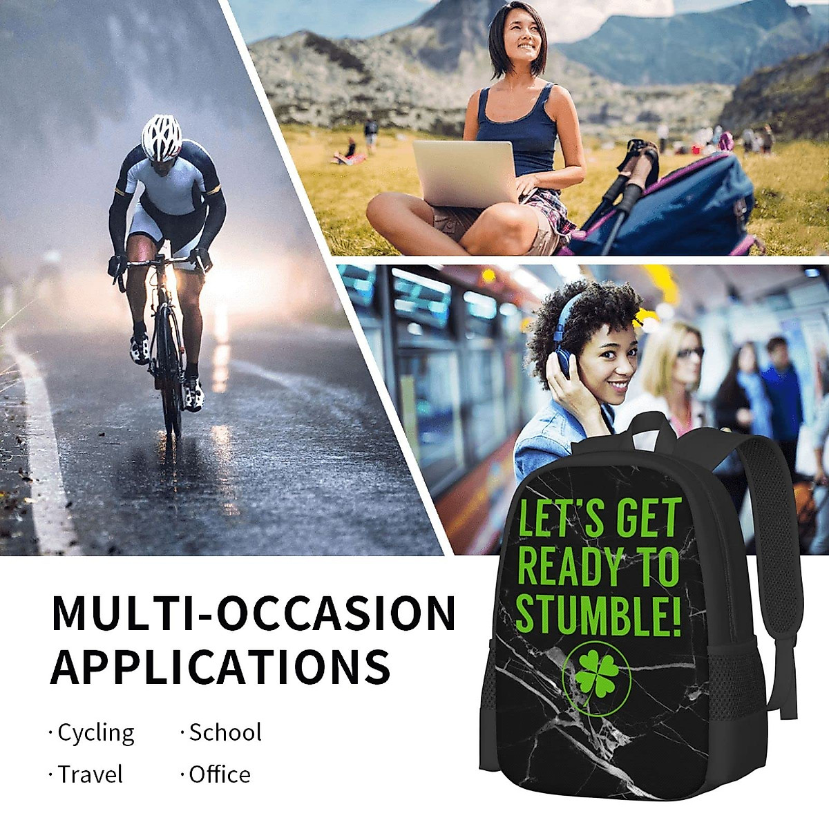 RUNAUP-Saint-Patricks-Day-Backpack, Lightweight Backpack Classical Casual Daypack For Women Men