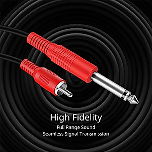 TNP Premium Dual 1/4 Inch to Dual RCA Audio Cable (3FT) - Male 6.35mm 1/4" Phono Mono to RCA Connector Wire Cord Plug Jack