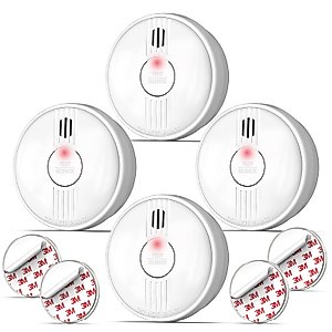 Smoke Detector, GuardryShely Fire Alarms Smoke Detectors with Photoelectric Sensor, Smoke Detector Battery Included with Silence Function and Low Battery Signal, Fire Alarm GW206C for Home, 4 Packs