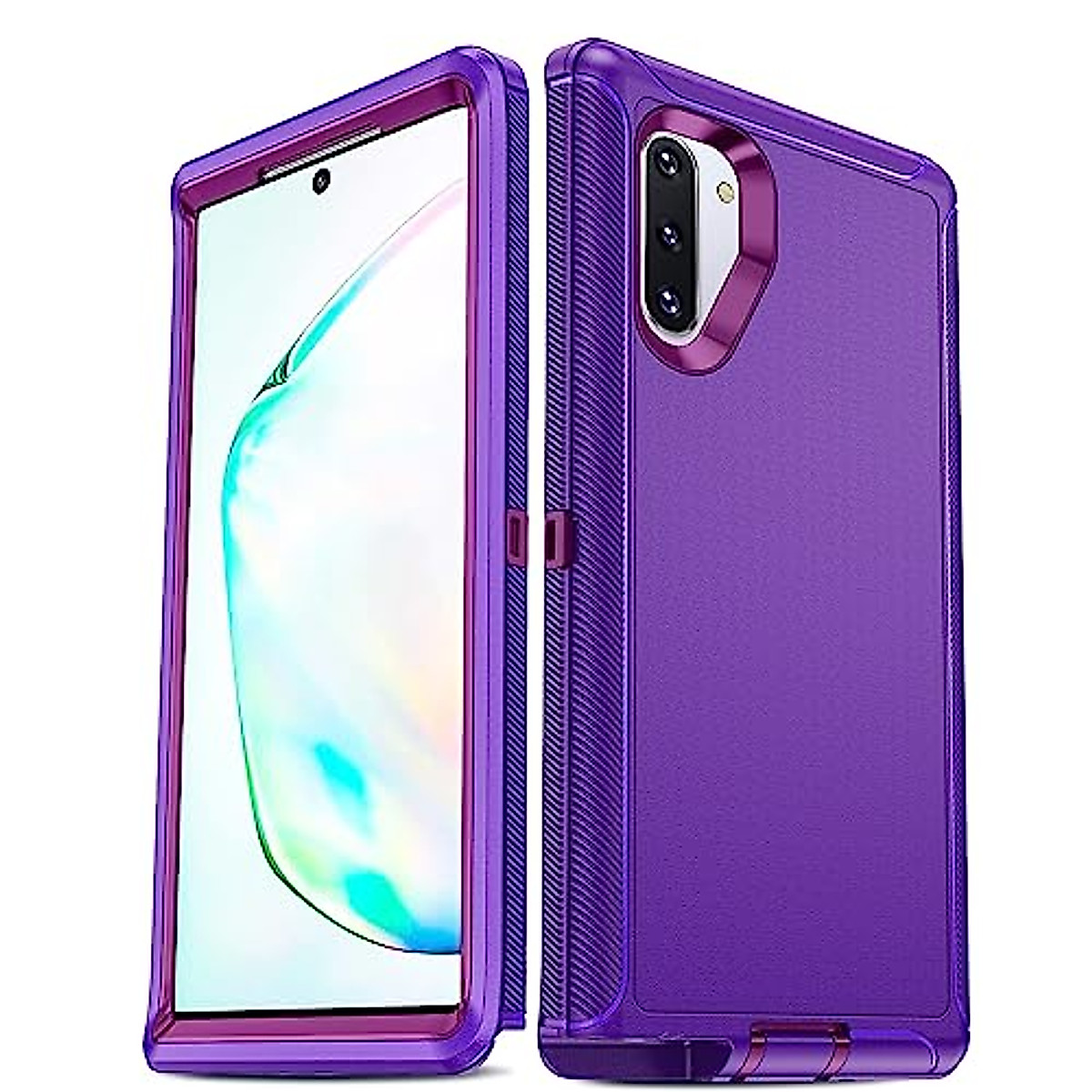 LeYi for Samsung Galaxy Note 10 Case: Note 10 Case [Not for Plus/+] Upgrade 3-in-1 Full Body Shockproof Rubber Outer Cover Heavy Duty Tough Rugged Dustproof Defender Case Note 10, Rose Red/Purple