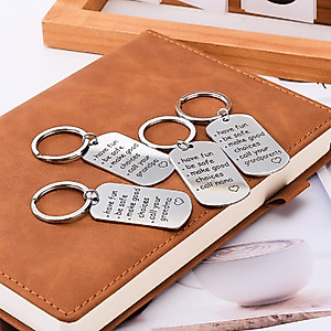 LIBOOI Drive Safe Keychain, Have Fun Be Safe Make Good Choices Stainless Steel Keychain Christmas Birthday Gifts