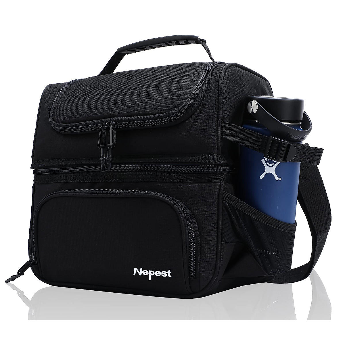 Nepest Large Insulated Lunch Cooler Bag for Adult Men Women 24 Can Heavy Duty Lunch Box Reusable Lunchboxes Leakproof Lunch Pale Soft Coolers Bags with Shoulder Strap for Work Picnic Office, Dark Gray