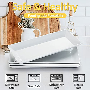 Yedio 3 Tier Serving Tray Set with Yedio 14” White Ceramic Serving Platters Set of 4