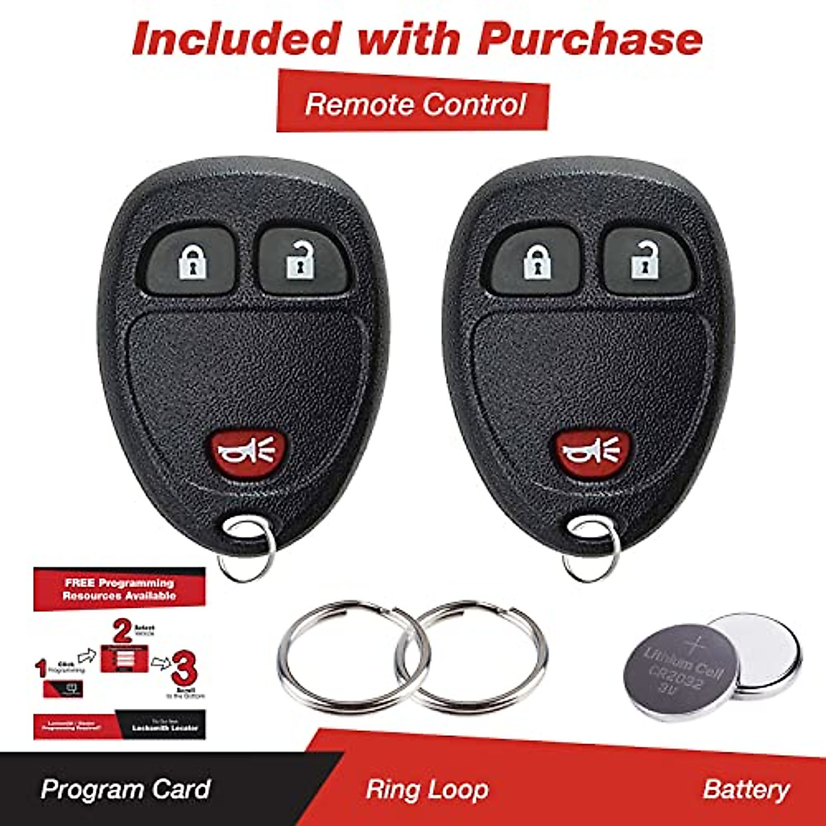 KeylessOption Keyless Entry Remote Control Car Key Fob Replacement for 15777636 (Pack of 2)