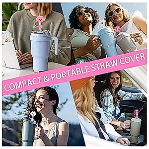 Straw Cover Cap for Stanley Cup,Silicone Straw Topper Compatible with 30 and 40 Oz Tumbler with Handle,10 mm 0.4 in Reusable Straw Tips Lids