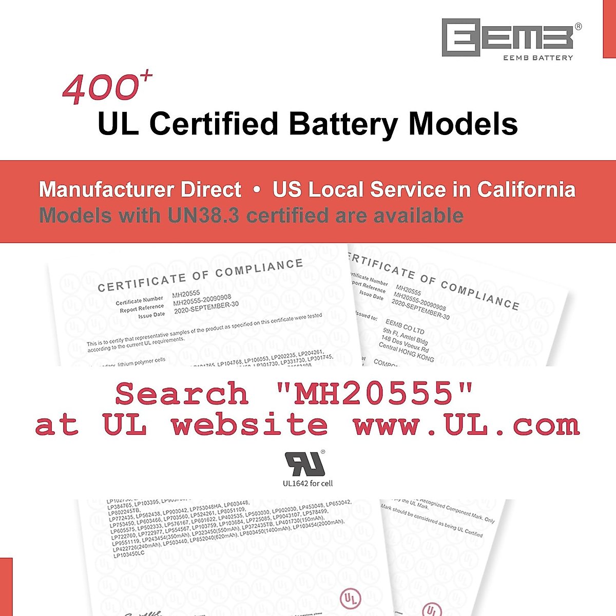 EEMB Lithium Polymer Battery 3.7V 1200mah 803048 Lipo Rechargeable Battery Pack with Wire JST Connector for Speaker and Wireless Device- Confirm Device & Connector Polarity Before Purchase