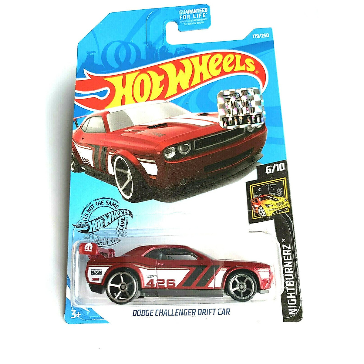 Hotwheels Dodge Challenger Drift Car - Nightburnerz 6/10 [2019 Factory Sealed] red