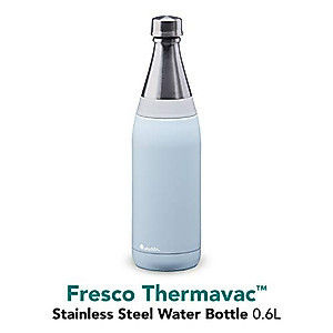 Aladdin Fresco Thermavac Stainless Steel Water Bottle 0.6L Sky Blue – Leakproof - Keeps Cold for + 10 Hours - BPA-Free - Dishwasher Safe - Reusable Thermos Flask with Durable Finish