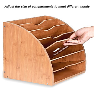 Office File Organizer for Desk, 7 Tiers Letter Mail Paper Sorter, Desktop Document File Holder with Adjustable Shelves, DIY Compartments Mail Letter Tray Notebook Storage Rack