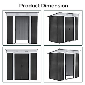 Outsunny 6' x 4' Steel Frame Backyard Garden Tool Storage Shed with 2 Air Vents and Dual Locking Doors, Black