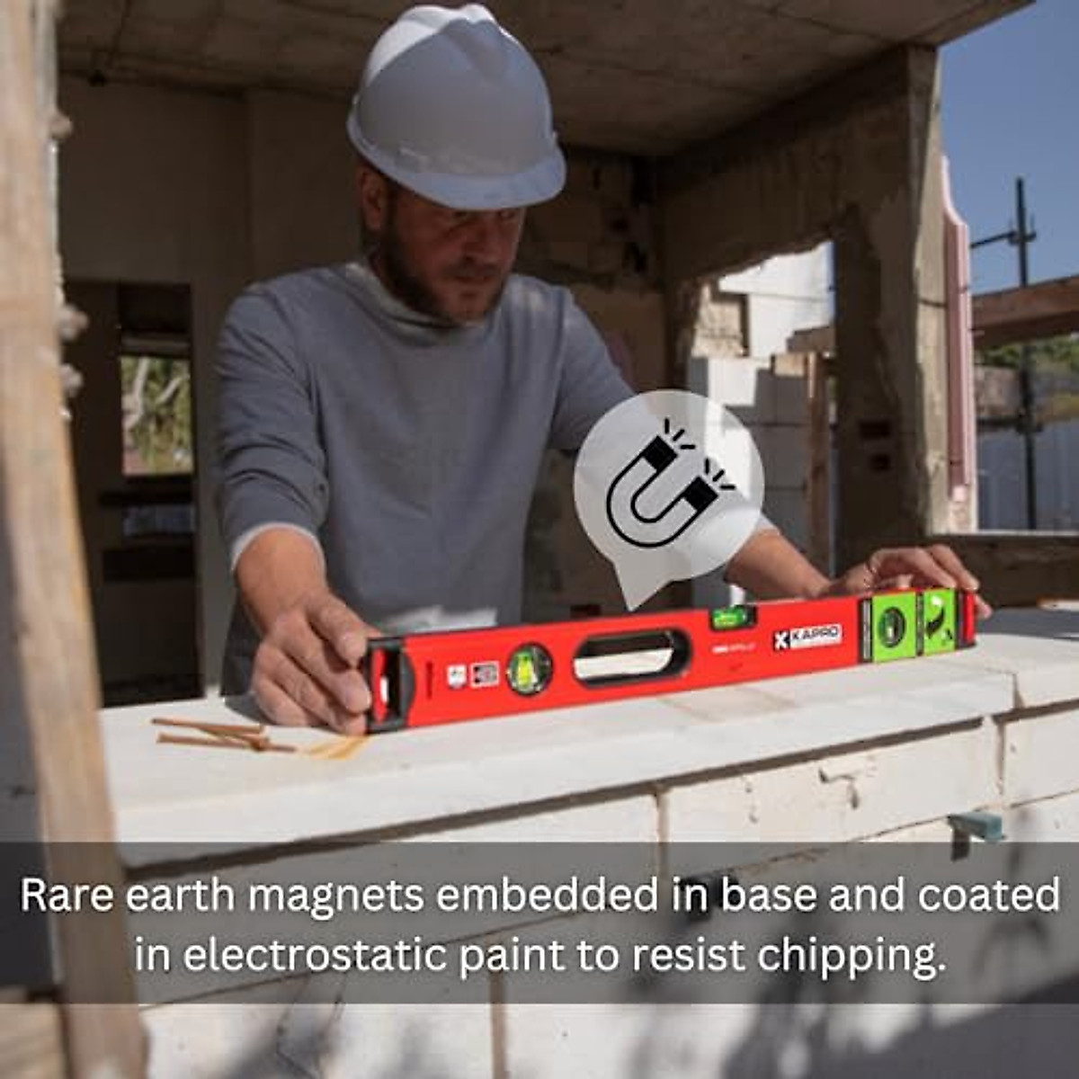 Kapro - 985-41X Apollo Heavy-Duty Professional Box Level - Magnetic - Features Magnified Vials and Dual-View Plumb Site - VPA Tested - 72 Inch