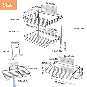 Luoer&Zima Shower Caddy 3-Layers Bathroom Shelf, No Drilling Traceless Adhesive Collapsible Bathroom Storage Organizer, Stainless Steel Rustproof Food Storage Basket 4 Pack