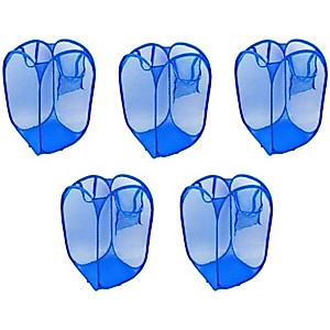 5 PCS Foldable Pop Up Laundry Bag Basket (fine mesh-random color)
