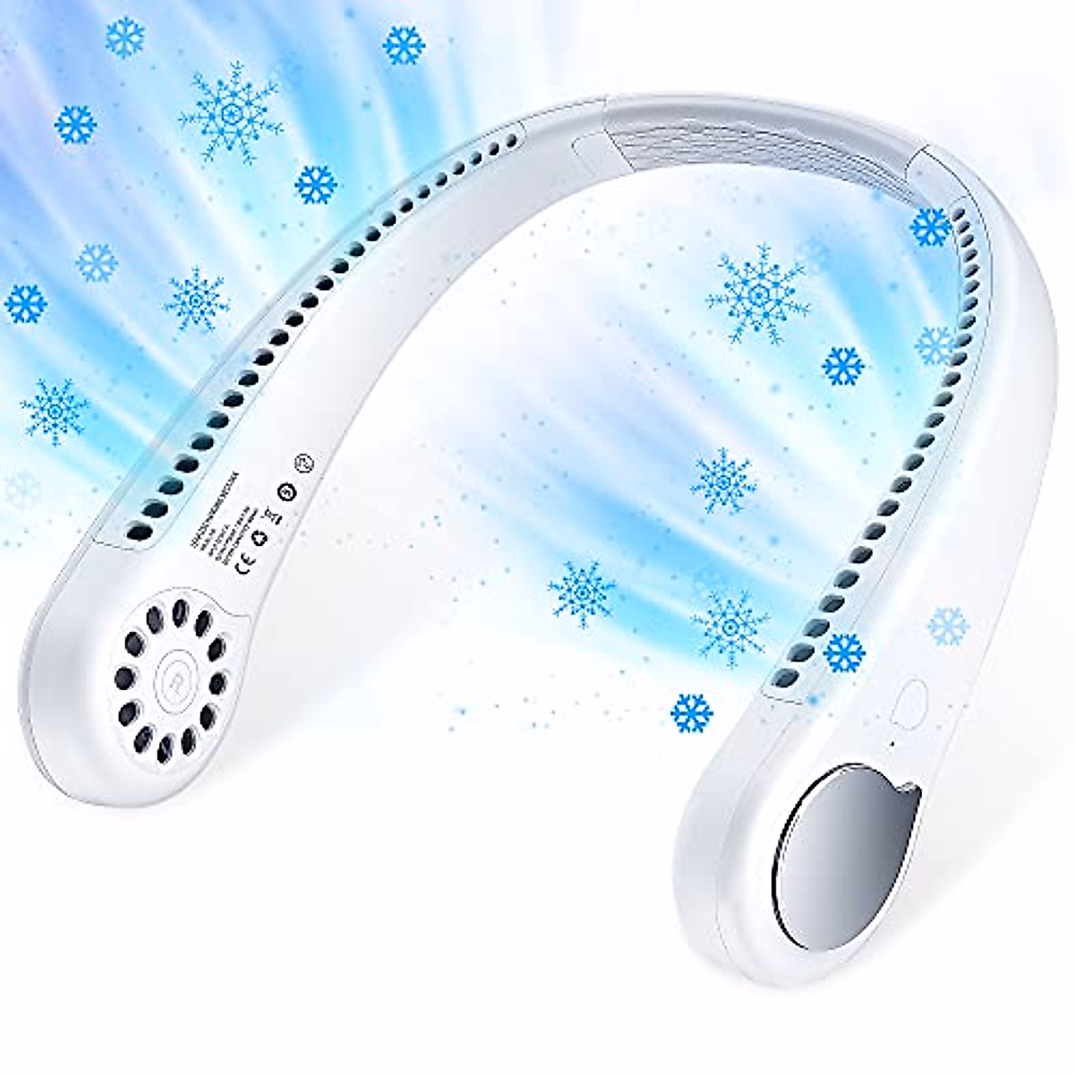 VANNPOOY Neck Fan, Bladeless Neck Fans for Women, Hands Free Neck Fans Portable Rechargeable Personal Cooling Fan for Neck - 3 Speeds, Strong Wind, 360° Cooling, Short Charging, Long Use Time (WHITE)