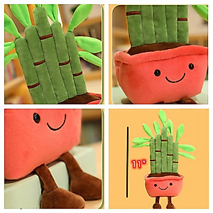 XIZHI 2Pcs Soft Plant Plush Pillow Toy 11" Stuffed Succulents Plush Pillow Succulents Stuffed Throw Plushie Pillow Doll Gift for Kids Boys Girls and Office Room Decorate,Red+Grey