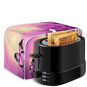 Yzaoxia Butterfly Print Toaster Dust Cover 4 Slice Microwave Toaster Oven Cover for Kitchen Appliance Dust Cover Bread Toaster Oven Cloth Cover Fingerprint Protection Purple