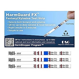 HarmGuard FX - 2-in-1 Fentanyl/Xylazine Test Strip Kit, Easy-to-Use 10-Pack Test Strips with Scoop, Ideal for Facility/Home Medical Drug Tests on Pills, Powder, Liquids & Residue