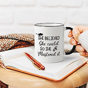 Maustic Graduation Gifts for Her, She Believed She Could So She Mastered It Mug, Masters Degree Graduation Gifts, College Graduation Gifts for Her Women Friends Girls, Best Graduation Gifts, 11 Oz