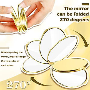 Yalikop 8 Pcs Compact Mirror Bulk with 1X 2X Magnification Double Sided Mini Travel Makeup Mirror Small Portable Pocket Mirror Folding Round Purse Compact Mirrors for Women Bridesmaid Gifts(Gold)
