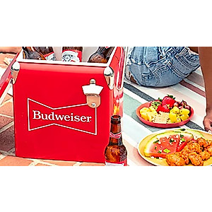 Bud Light King of Beers Retro Ice Chest Cooler with Bottle Opener 13L (14 qt), 22 Can Capacity, Yellow and Silver, Vintage Style Ice Bucket for Camping, Beach, Picnic, RV, BBQs, Tailgating, Fishing