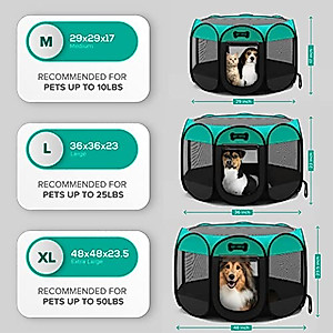 Ruff 'n Ruffus Portable Foldable Pet Playpen + Free Carrying Case + Free Travel Bowl | Available in 3 Sizes Indoor/Outdoor Water-Resistant Removable Shade Cover