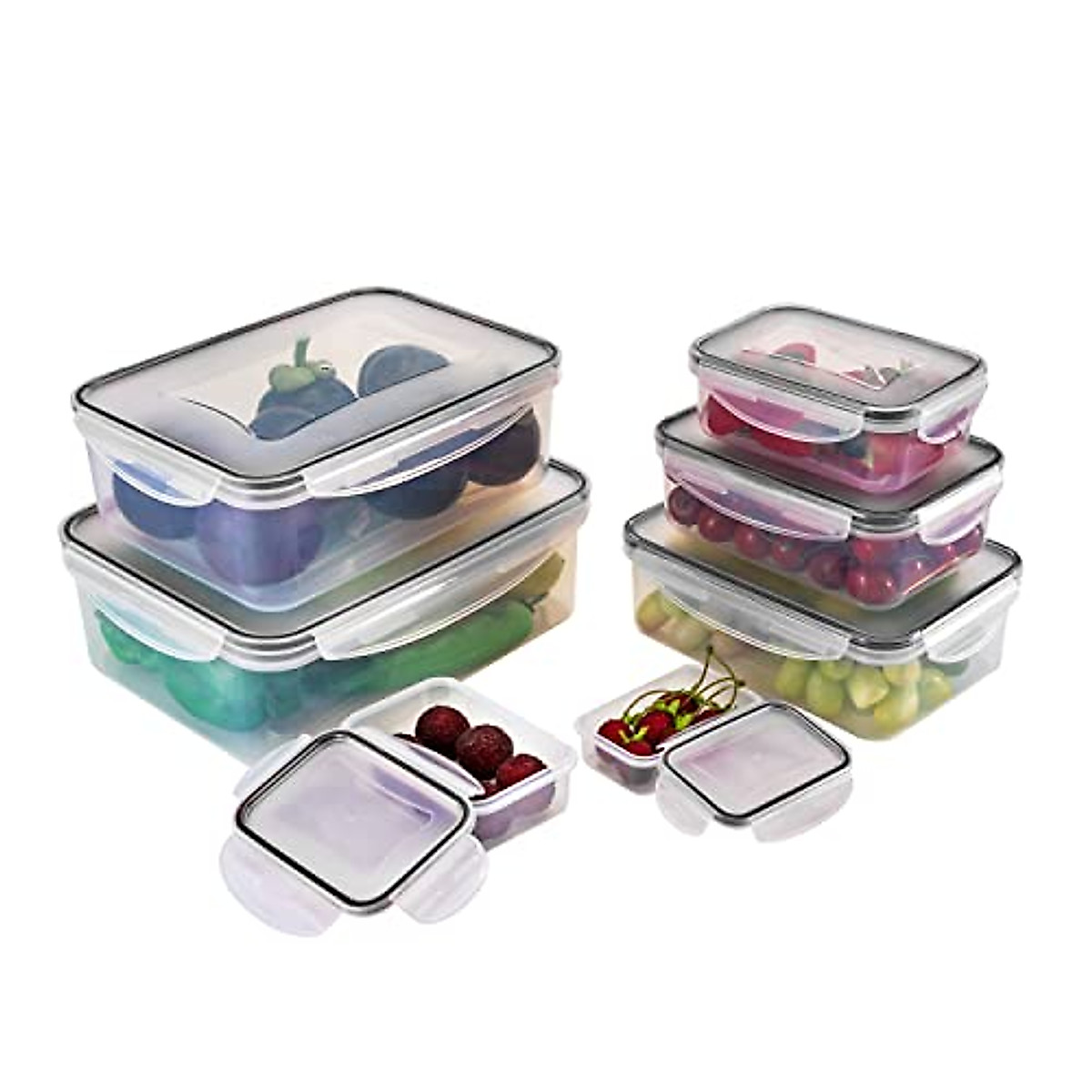 Bellaware Airtight Food Storage Containers with Locking Lids, Plastic, Set of 7, Black