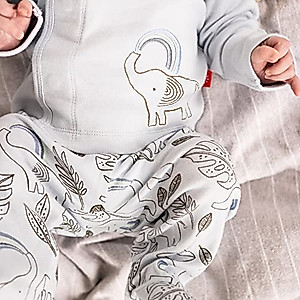 Magnetic Me 100% Organic Cotton Magnetic Kimono Baby Clothing Outfit 3-Piece Set Shirt, Footed Pants, Hat Ellie Go Lucky Blue 0-3 Months