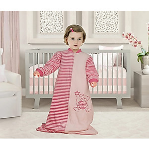 BloomSTAR Baby Sleep Sack - Long Sleeve Cotton Velvet Wearable Blanket for Girl and Toddlers, Pink, 2-Way Zipper, Swaddle Feel, Tog 2.0, Newborn, 9-12 Months, and 12-18 Months, 4 Season Use, Soft,Cozy