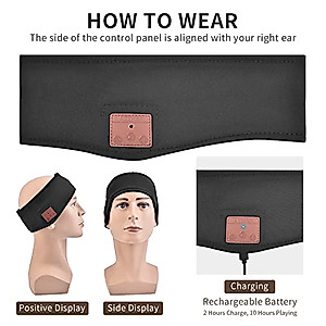 ASIILOVI Bluetooth Headband Headphones for Sleeping, Sleeping Headphones with HD 2-Parts Speakers and Mic for Nap Calling Running Yoga Daily Wear, Music Gift Ideas(Not for Side Sleepers)-Black