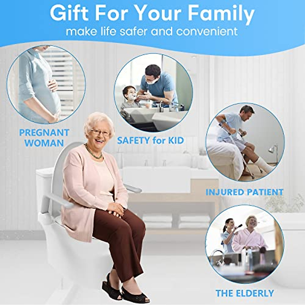 HEINSY Toilet Safety Rail, Heavy Duty Foldable Toilet Handrail, Aluminum Alloy Support Up to 480LBS Perfect for Elderly Senior Handicap Pregnant