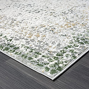 Abani Atlas 4'x6' Green/Grey Area Rug, Contemporary Abstract - Durable Non-Shedding -Easy to Clean