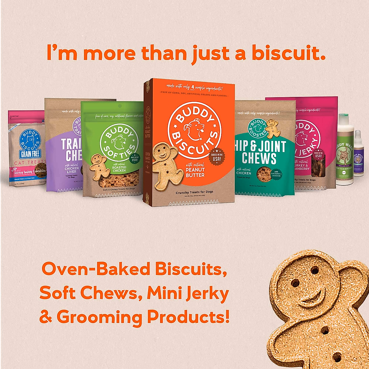 Buddy Biscuits Dog Treats, Oven Baked in USA, Teeny Size for Small Dogs or Large Dog Training, Peanut Butter 8 oz Package may vary (Pack of 1)