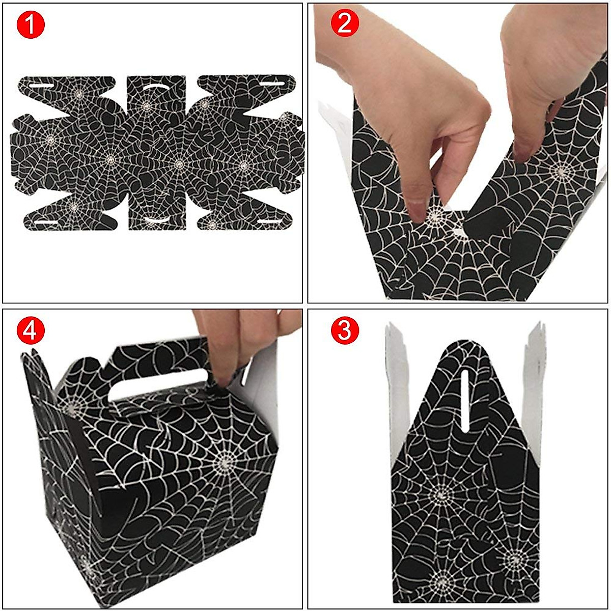 Hxezoc 36pcs Halloween Favor Boxes Large Black Spider Web Candy Boxes Halloween Treat Boxes For Halloween Party Decorations Kids Spider Birthday Party Supplies