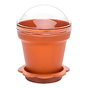 Restaurantware 6 Ounce Cupcake Flower Pots 100 Disposable Dessert Flower Pots - Lids Included With Removable Saucer Base Brown Plastic Cupcake Pot Holders For Cake Puddings And Desserts
