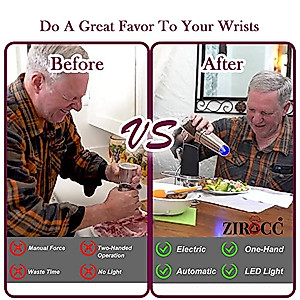 Gravity Electric Pepper and Salt Grinder Set-Adjustable Coarseness-Battery Powered with LED Light-One Hand Automatic Operation-Stainless Steel 2 Pack- Kitchen Gadgets Gifts Ideas By ZIROCC