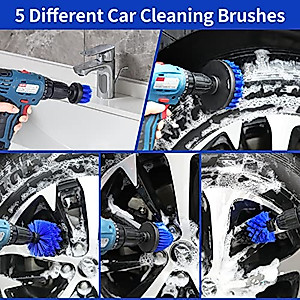 Wontolf 30Pcs Car Detailing Brush Set, Car Detailing Kit, Auto Detailing Drill Brush Set, Car Buffing Sponge Pads Kit,Car Cleaning Brush Tools Kit,Car Accessories for Interior,Exterior,Wheels,Home