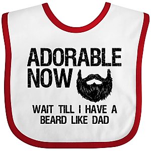 inktastic Adorable Now...Wait Till I Have a Beard Like Dad Baby Bib White and Red 288b4