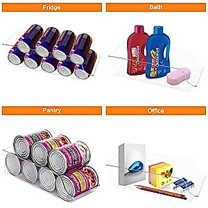 Set of 2 Can Drink Holder for Fridge Bin Organizer & Storage Can Dispenser for Refrigerator, Freezer, Countertop, Cabinets & Pantry