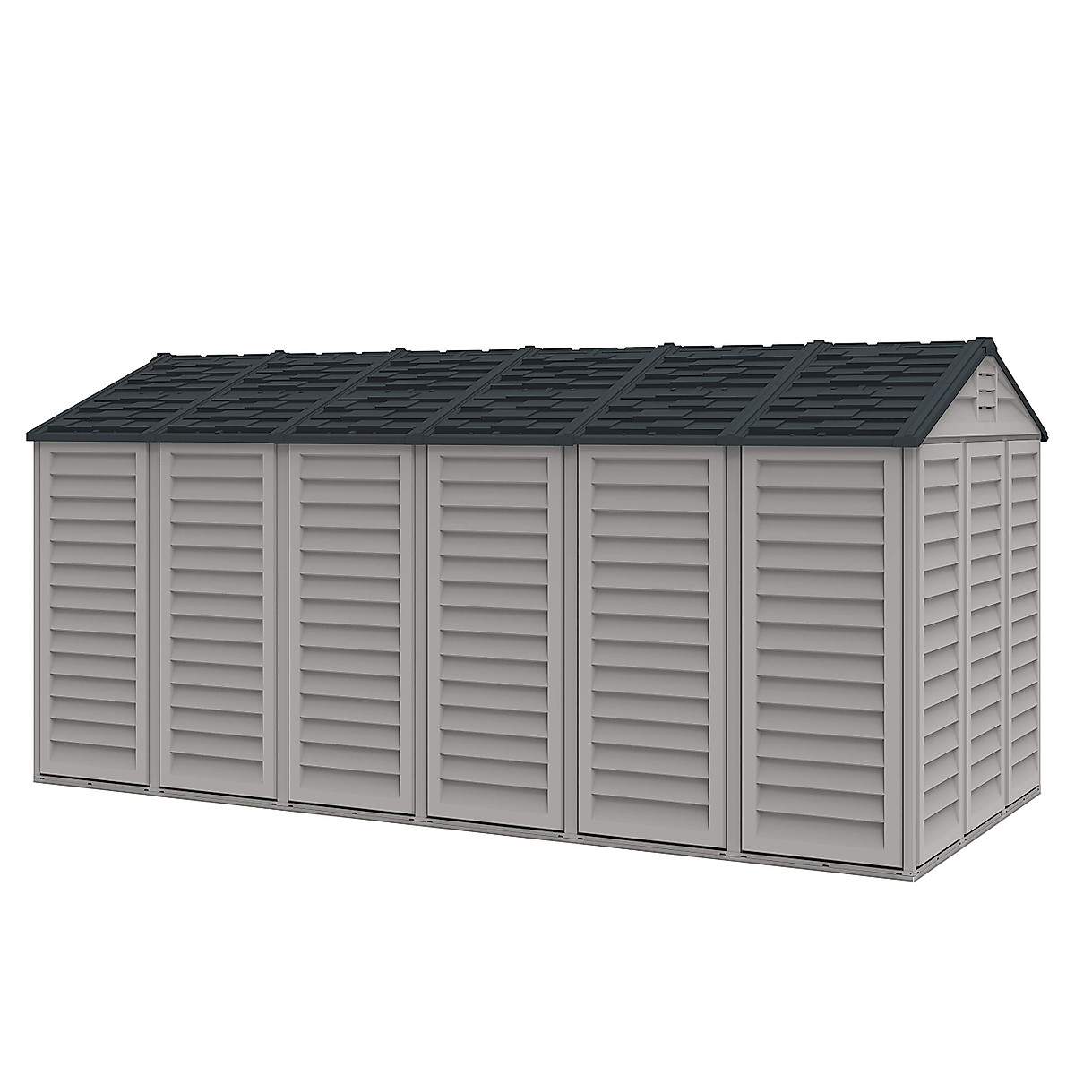 Duramax - Garden shed – APEX PRO Plus 15 x 8 – PVC Resin – Light and Dark Grey – Includes Floor