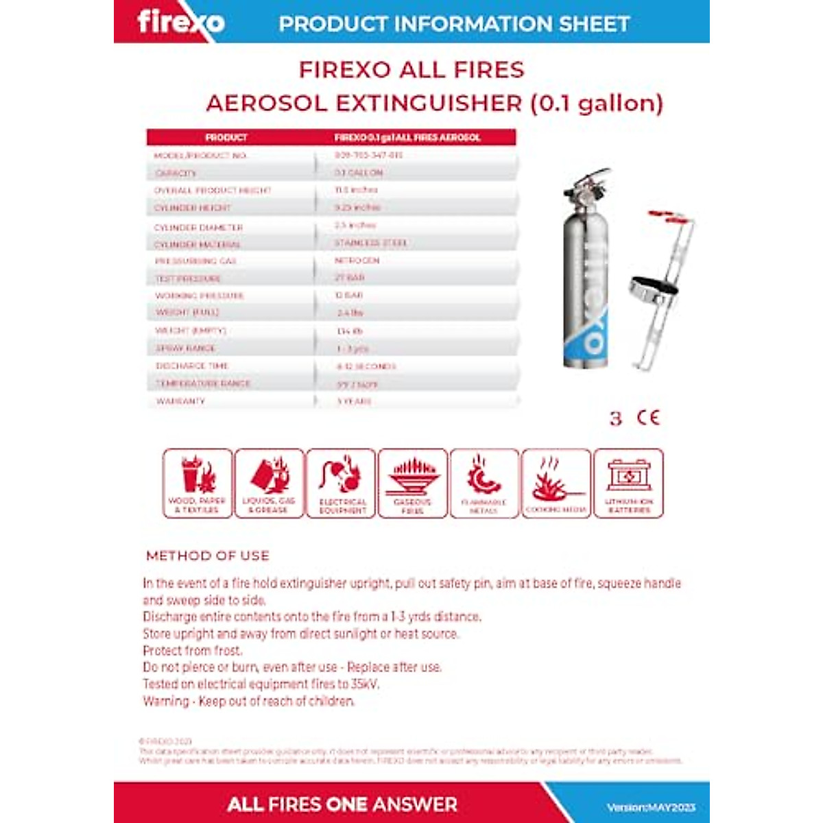 Firexo 7 in 1 Fire Extinguisher (0.1 Gallon) - Multi-Purpose&Portable Aerosol Extinguisher for All Fires inc. Li-ion Battery Fires (1)