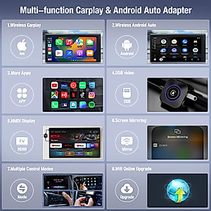 KAMING Wireless CarPlay Adapter for Carplay and Android Auto Carplay Streaming YouTube, TikTok, Miracast 2023 Newest CarPlay Ai Box for Factory Wired CarPlay Cars