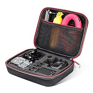 HSU Middle Protective Carrying Case for GoPro Hero 11, 10, 9, 8, Hero 7 Black, Hero 6,5, 4, LCD, Black, 3+, 3, 2 and Accessories, Compact and Safe Action Camera Travel Storage Solution for Adventurers