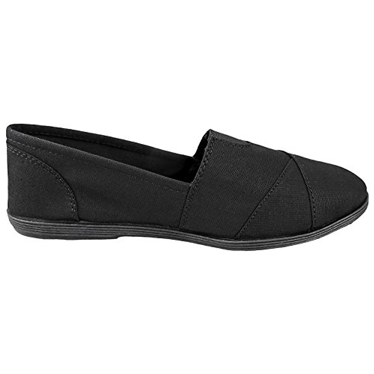 Soda Flat Women Shoes Linen Canvas Slip On Loafers Memory Foam Gel Insoles OBJI-S (All Black, Numeric_11)