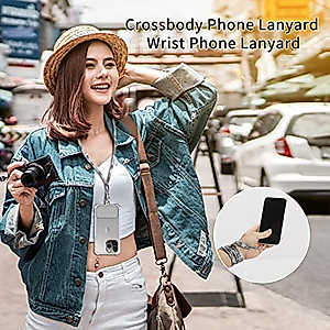 WWW Phone Lanyard,2× Universal Crossbody Cell Phone Lanyards with Multifuctional Patch and Adjustable Shoulder Neck Strap,Cell Phone Lanyard Compatible with All Smartphone for Women Girls,Grey