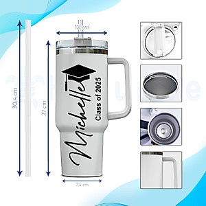Hyturtle Personalized Graduation Tumbler Class Of 2025 - Graduation Gifts For Her - Grad Inspirational Gifts For College High School Masters Degree - Stainless Steel Travel Coffee Cup 40oz With Lid