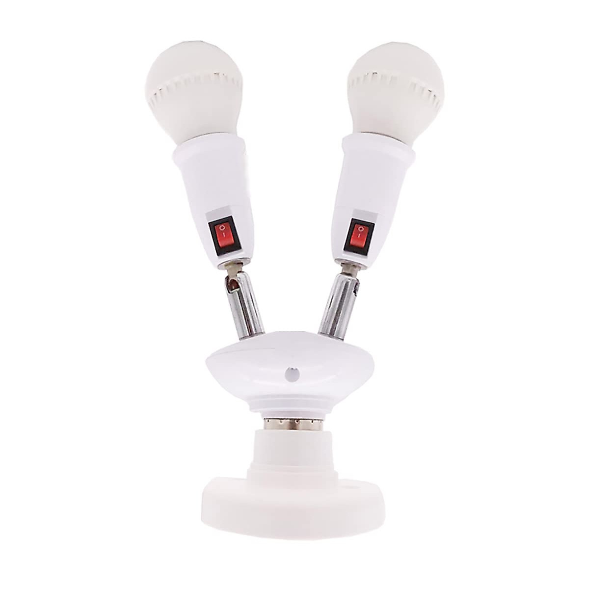CLWHJ-360 Degrees Adjustable 2 in 1 E26/E27 Splitter Socket Adapter. E26/E27 Standard LED Bulbs 360 Degrees Adjustable 180 Degree Bendable Max Watt 120W (2 in 1)