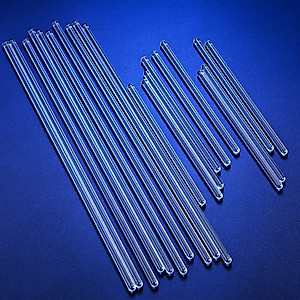 20 Glass Stirring Rods Stir Stick with Both Round Ends 12 Inch Long 7 mm Diameter and 6 Inch Long 5 mm Diameter, 10 for Each Size for Lab Kitchen Science Education and Stir Hot Cold Beverage Cocktails