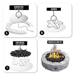 Spotix HPC Match Lit Fire Pit Burner Kit (FPS48HCKIT-NG-MSCB), Round, 48-Inch Burner, Natural Gas, Polished Chrome, with Flange, Key, Valve, Flex Line and Fittings