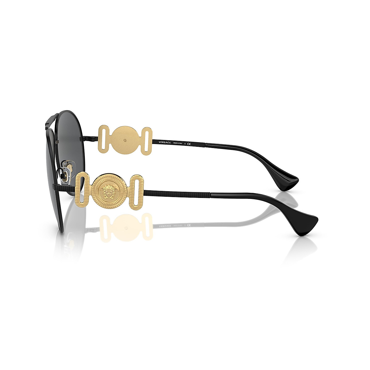 Versace Unisex Sunglasses Matte Black Frame, Dark Grey Lenses, 65MM